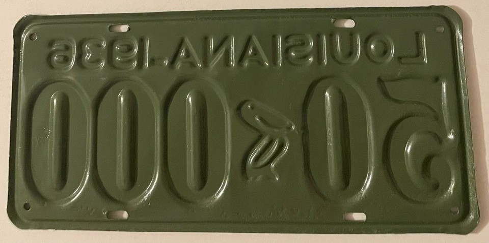 Vintage 1936 Louisiana License Plate 50 000 Pelican GREAT NUMBERS | eBay