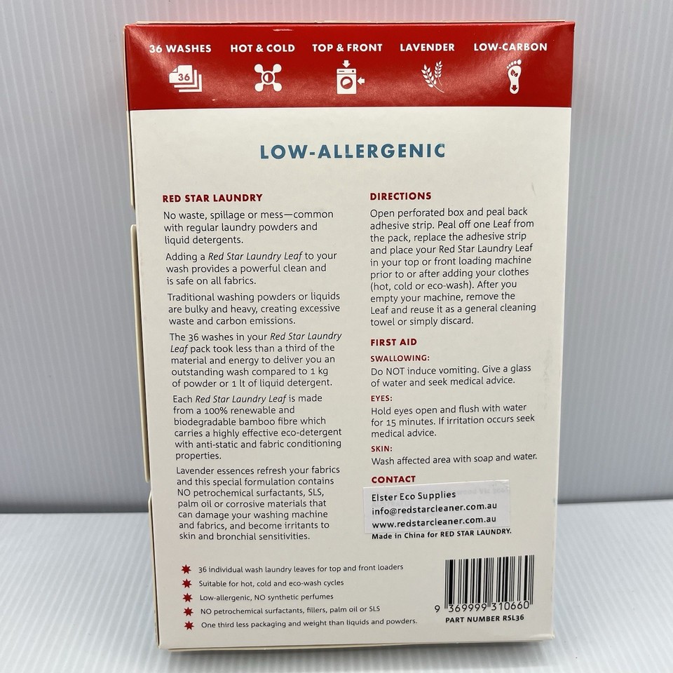 Red Star Cleaner Laundry Sheets Bamboo 36 in box (72 washes) low ...