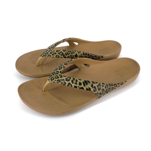 CROCS Kadee II Leopard Flip Tan 10 | eBay