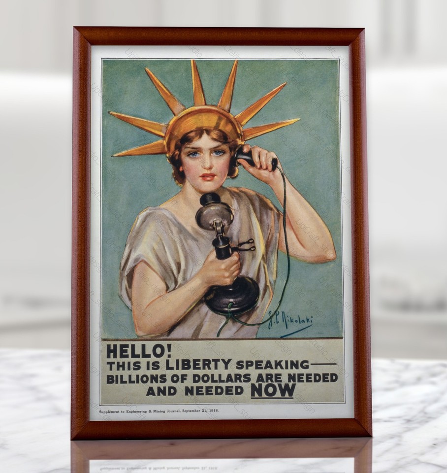 WW1 Propaganda Poster - American Liberty, WW1 US, Statue Of Liberty ...