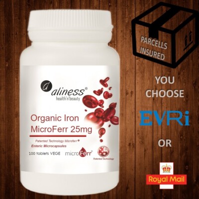 IRON 🩸- Aliness -- ORGANIC🌲-- IRON 💪 -- MicroFerr -- 100 Tablets ...