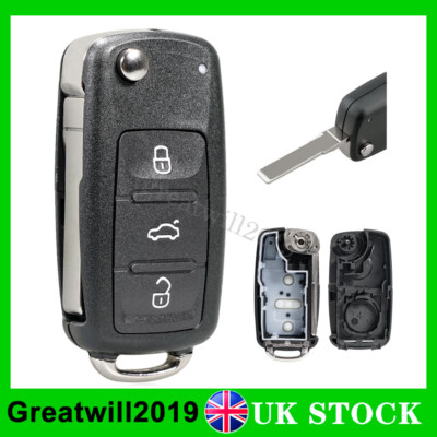 3 Button Flip Key Remote Fob Case for VW Volkswagen Golf MK6 Polo Caddy ...