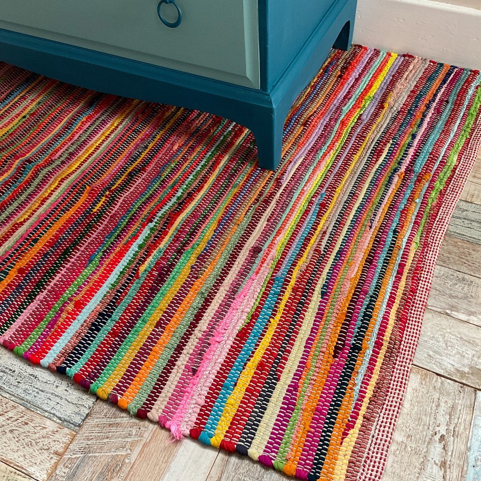 Rag Rug Rainbow Rugs Multi Colour Chindi Floor Mat Striped Mats ...