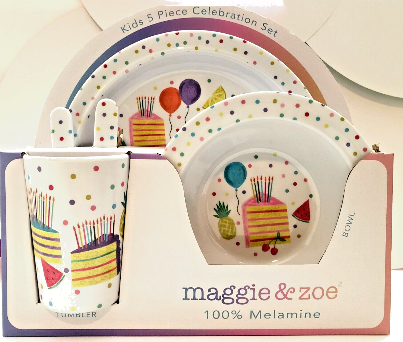 maggir & Zoe Celebration KIDS Set 5, Plate,Bowl,Cup, Fork & Sppon | eBay