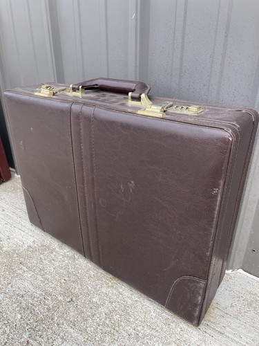 Vintage Brown Briefcase Play Movie Prop Work Job Thin Suitcase+ | eBay