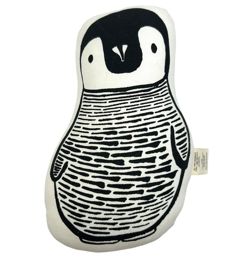 Wee Gallery Penguin Pillow Plush Organic Cotton Black And White | eBay