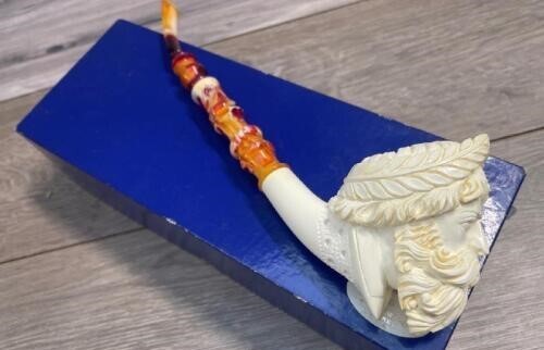 Rare Zeus Meerscham Turkish Smokers Pipe - Jasper Handle | eBay