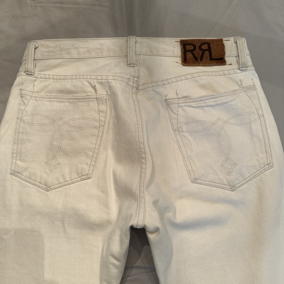 Men's RRL Double RL Slim Boot Cut Aged Cream Jeans Japan Woven 32x34 ...