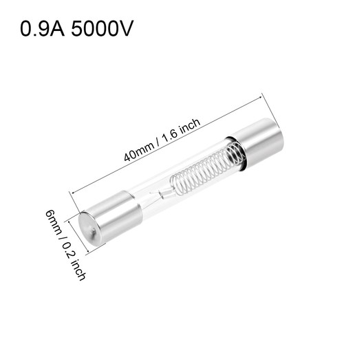 Microwave Oven Cartridge Fuse 0.9A DC 5000V 6mm x 40mm Fast Blow Glass ...