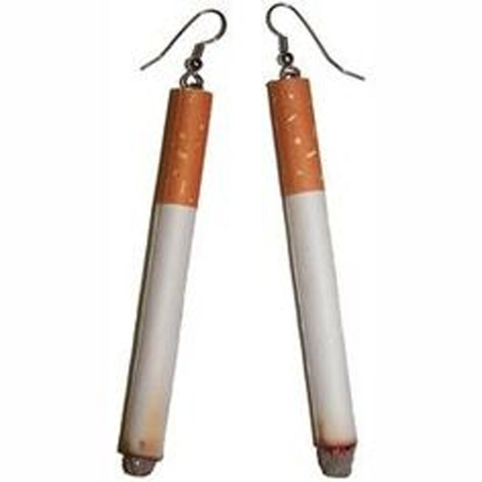 Realistic CIGARETTES Funky EARRINGS Smoker Anti-Smoking Costume Novelty ...