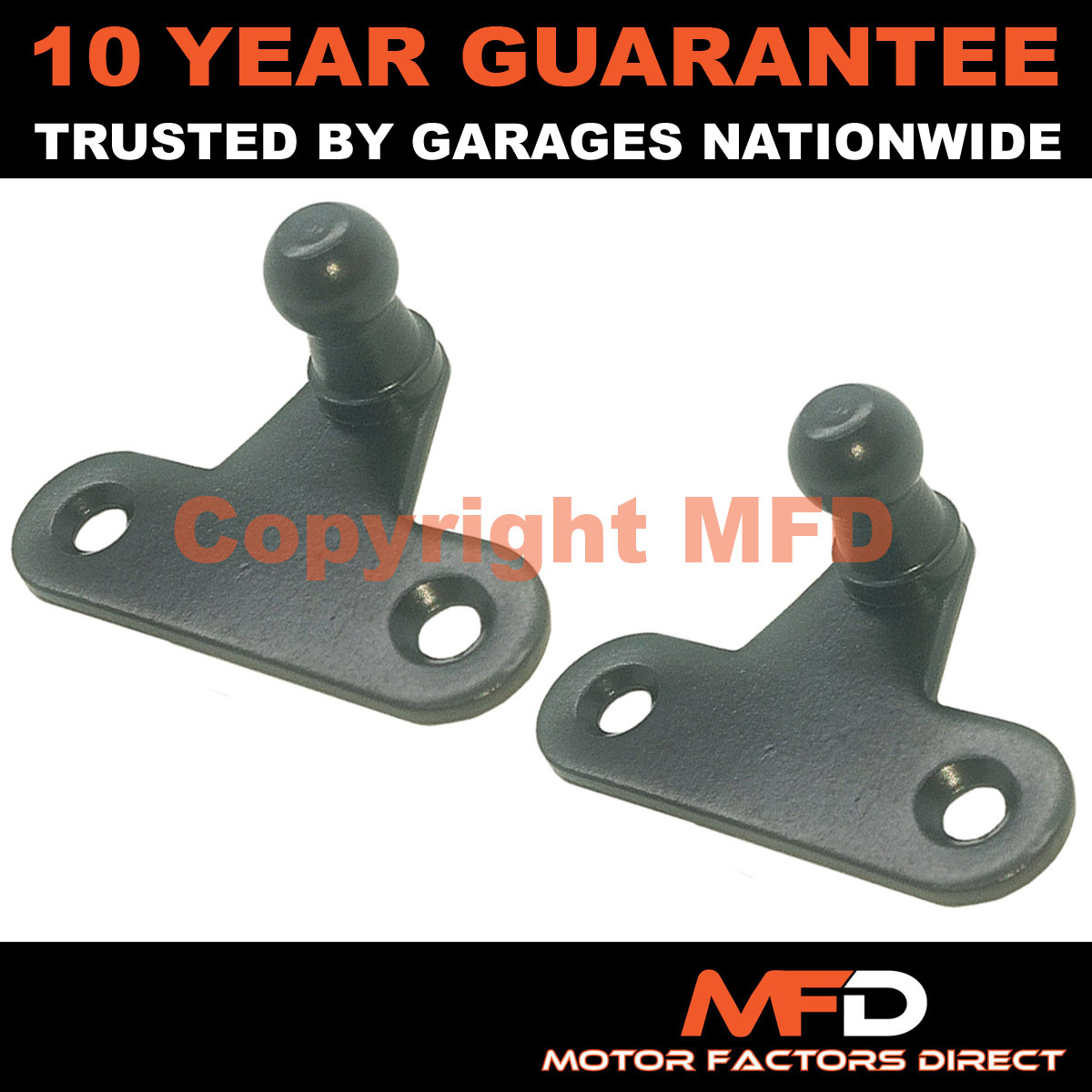 PAIR GAS STRUT END FITTINGS 10MM BALL PIN + BRACKET BLACK MULTI FIT ...