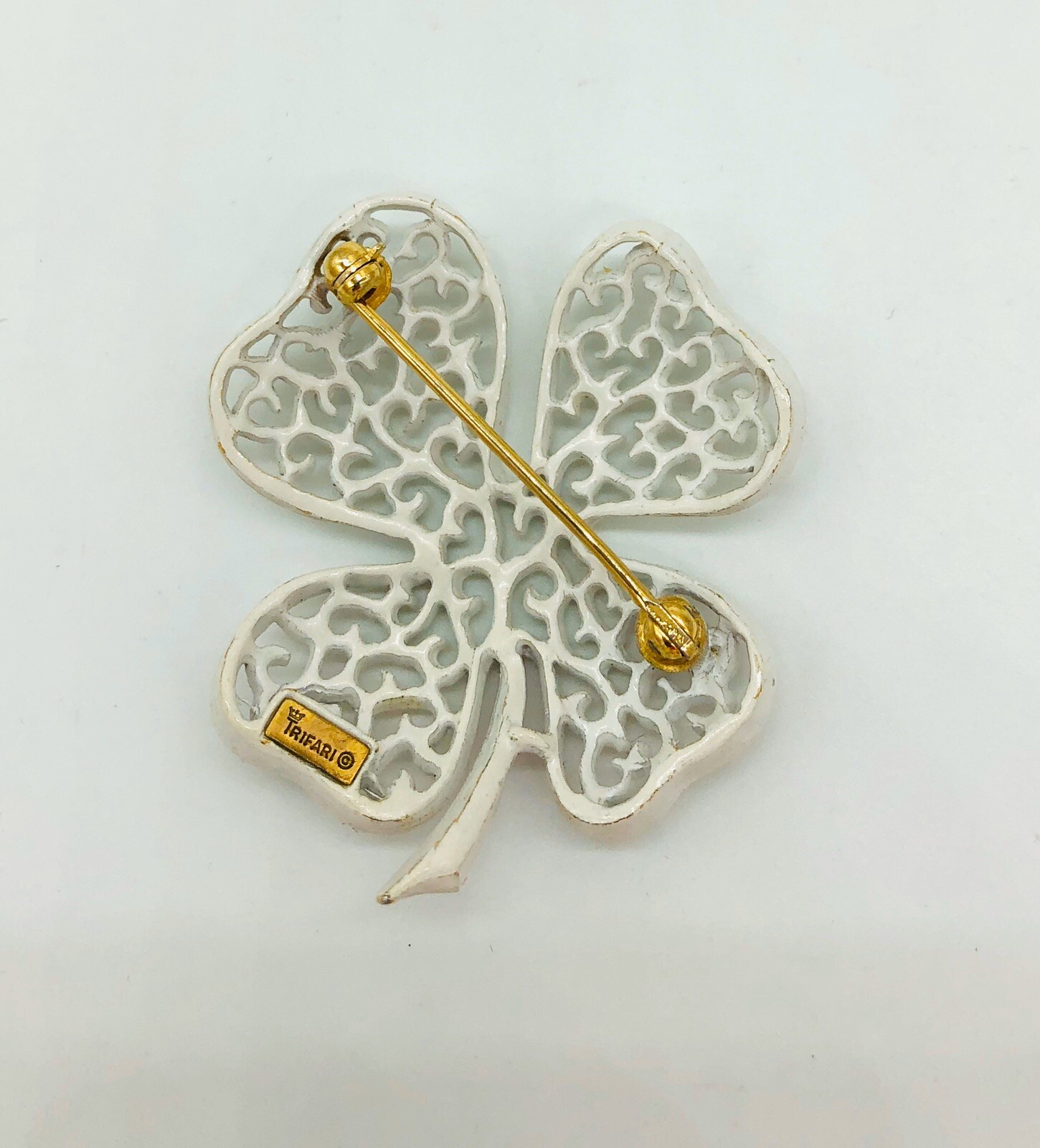 Vintage Signed Crown Trifari Shamrock Clover Pin Brooch | eBay