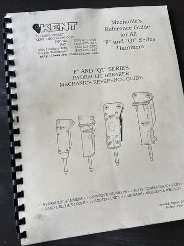 Kent F QT Hydraulic Breaker Hammer Mechanic Service Shop Book ...