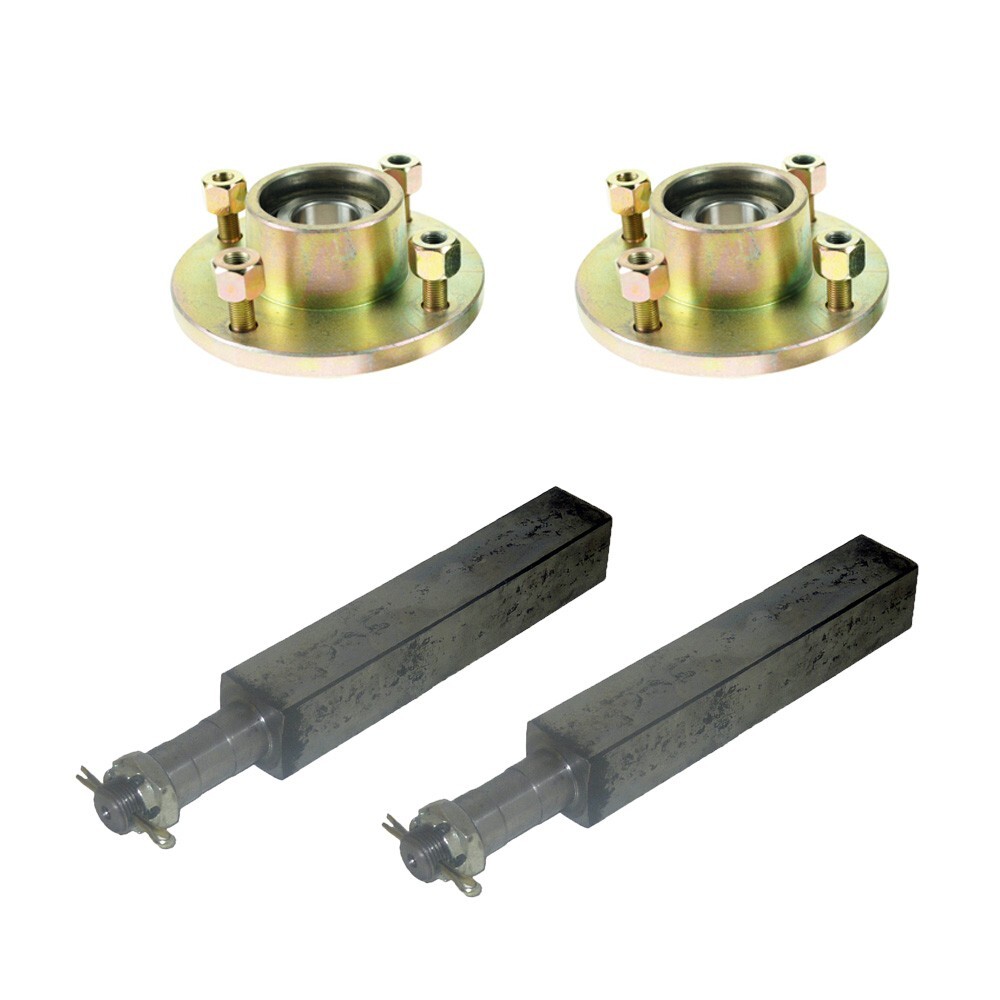 Trailer Hubs Stub Kit 4 inch PCD Hub 2 x Square Axles 270 Long 35x35 ...