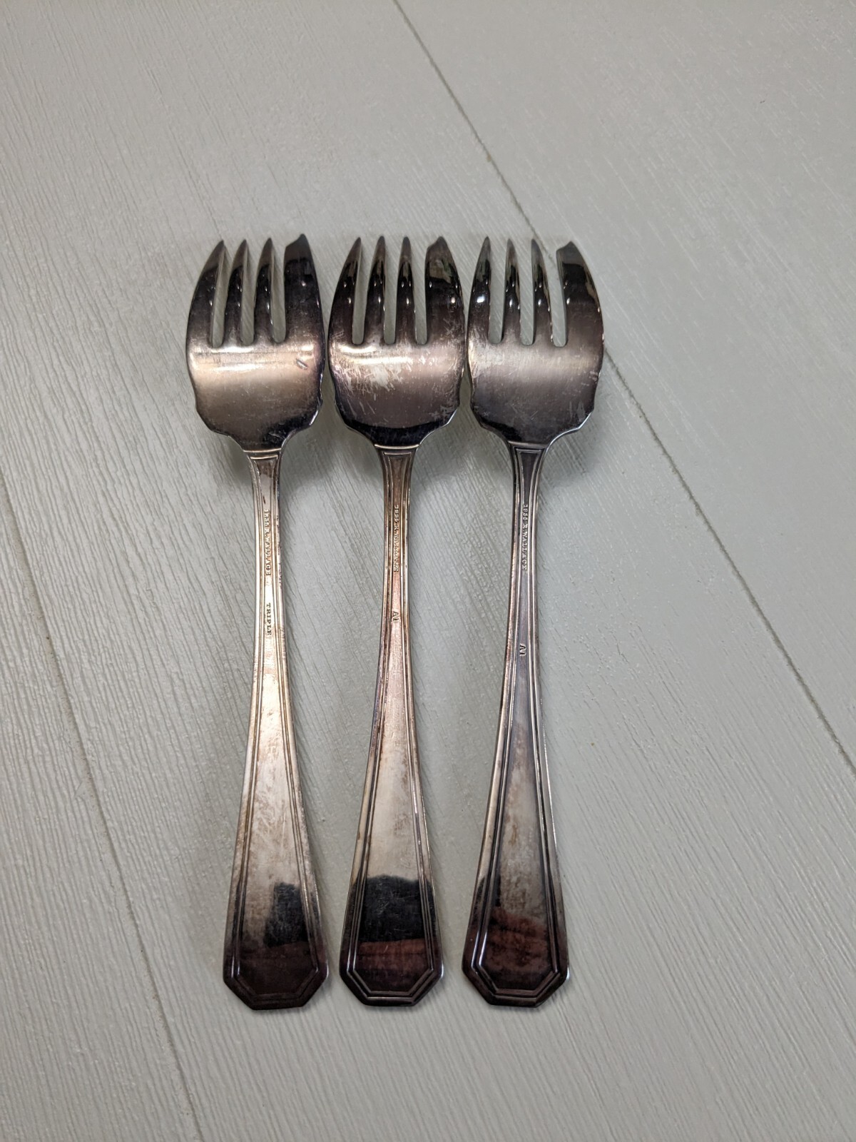 (3) Antique 1913 R. Wallace 1835 A1/Triple Silver plate Salad Forks ...