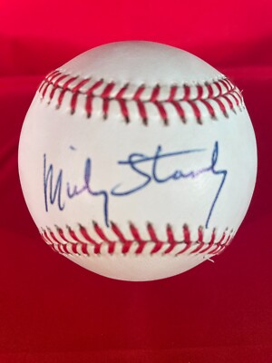 Mickey Stanley Signed Baseball Detroit Tigers OAL Ball w/Topps '68 Card ...