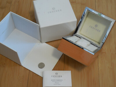 COLLECTIBLE CONCORD TAN WOOD / CHROME DISPLAY BOX SET CUBE TYPE | eBay