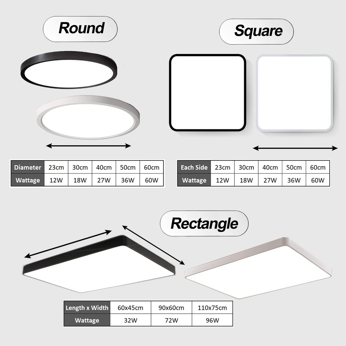 Led Ceiling Lights Sizes | Shelly Lighting
