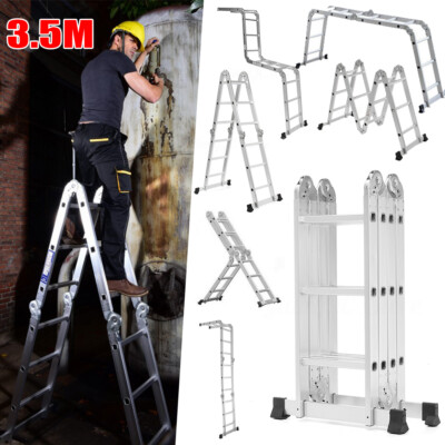 3.5M Multi Purpose Aluminium Foldable Ladder Lock Step 6 IN 1 ...