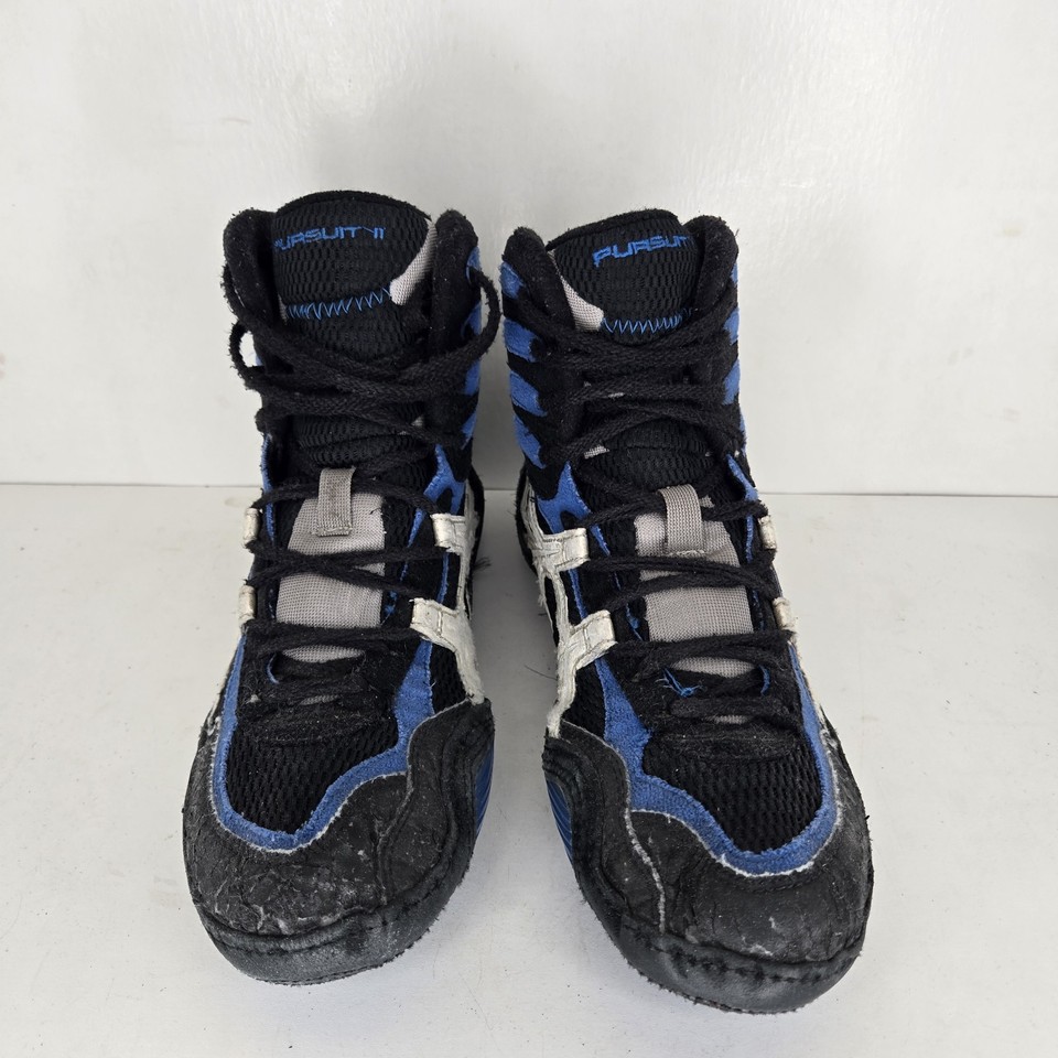ASICS P2 Wrestling Shoes Pursuit 2 Mens Sz 8 Black Blue Sneakers RARE VTG | eBay