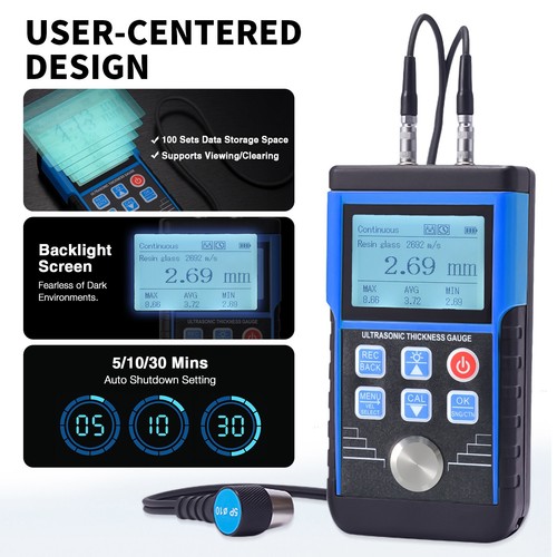 Digital Ultrasonic Thickness Gauge Tester Meter For Steel Metals Glass ...