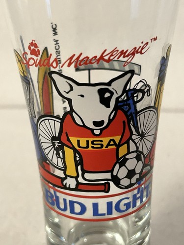 Vintage 1988 Bud Light Spuds Mackenzie Beer Mascot Drinking Glass USA ...