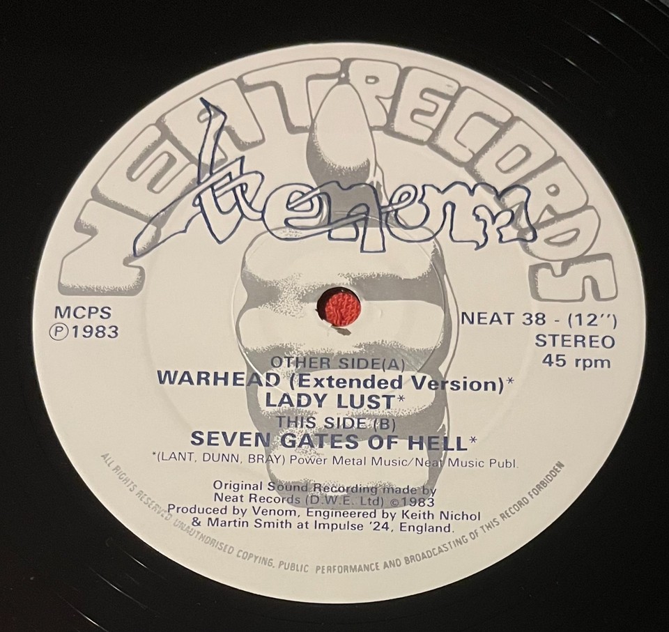 VENOM - UK 12" VINYL SINGLE - WARHEAD - NEAT 38 - BLUE LABEL | eBay