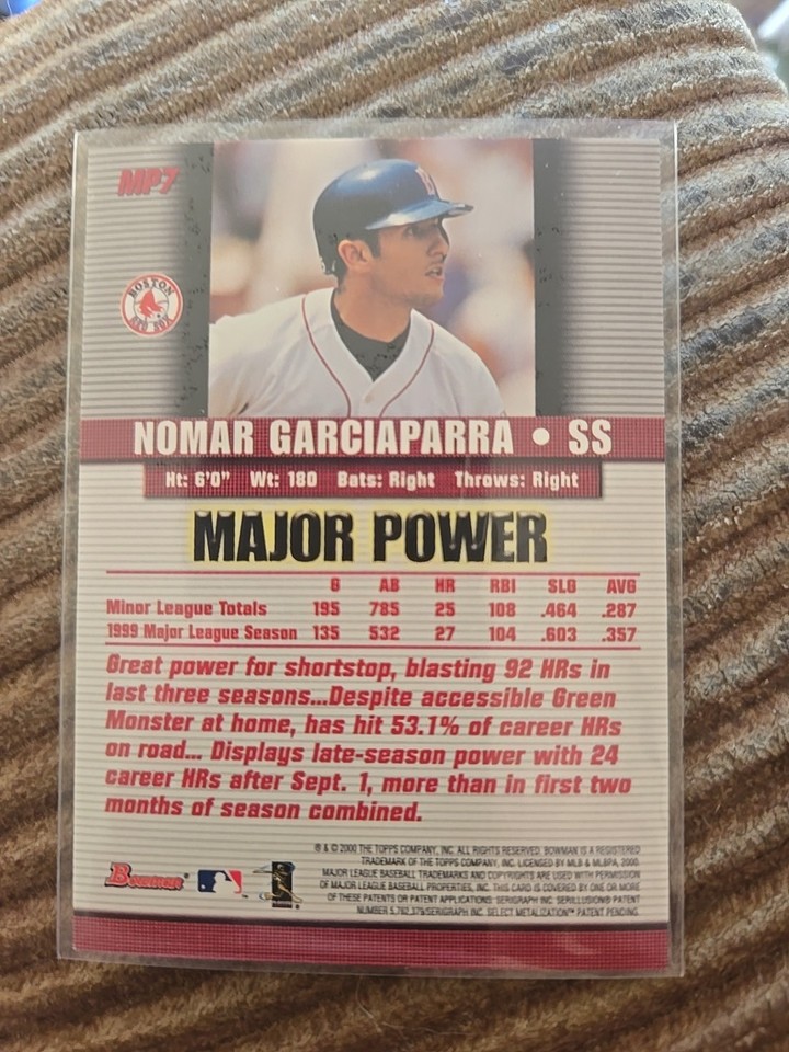 Nomar Garciaparra 2000 Bowman Major Power insert card MP7 Boston Red ...