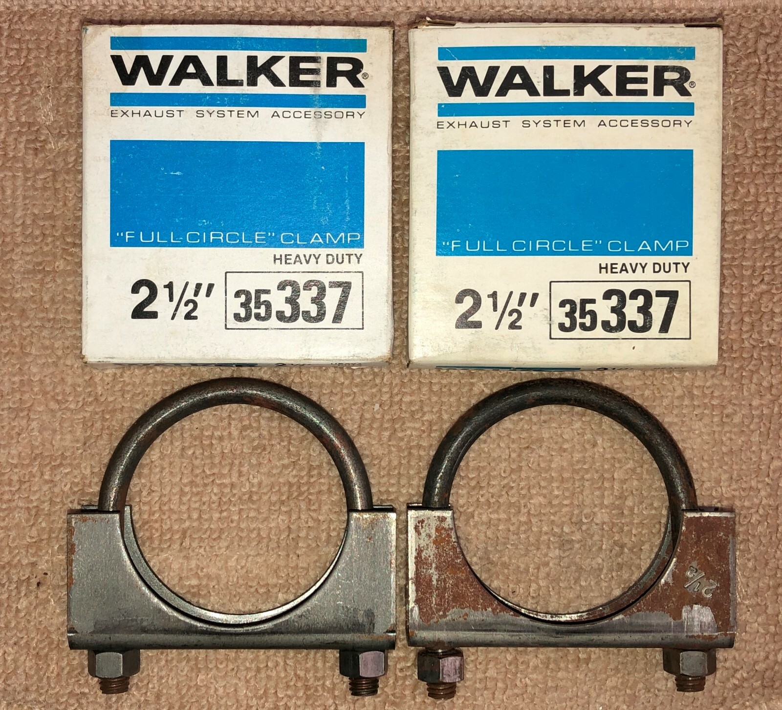 NOS Walker 35337, 2 1/2" Heavy Duty Full Circle Exhaust Clamp. Lot of 2 ...