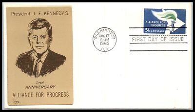 1963 Alliance for Progress 2nd yr 5c Sc 1234 FDC with Sarzin metallic ...