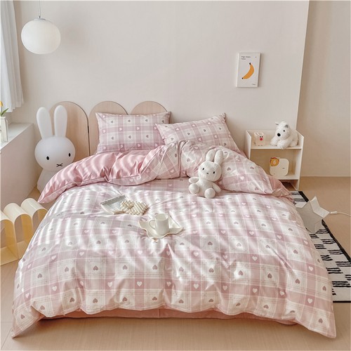 Checked Heart Single/Double/Queen/King Bed Duvet Doona Quilt Cover Set ...