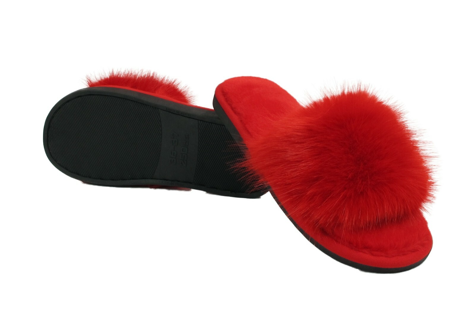 Ladies Fur Slippers Womens Fluffy Slide Sliders Winter Warm Furry Flip ...