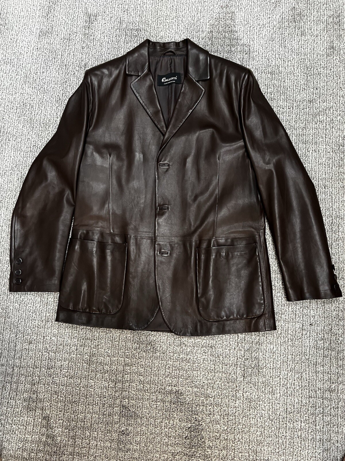 GALLOTTI ITALY LEATHER JACKET / COAT CHOCOLATE BROWN … - Gem