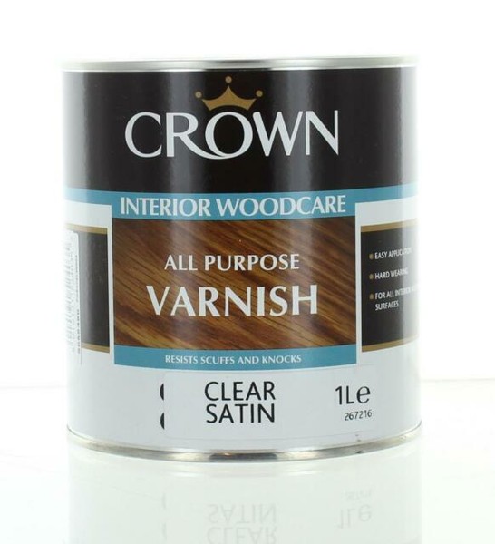 Crown Interior Woodcare All Purpose Varnish Clear Satin 1l for sale ...