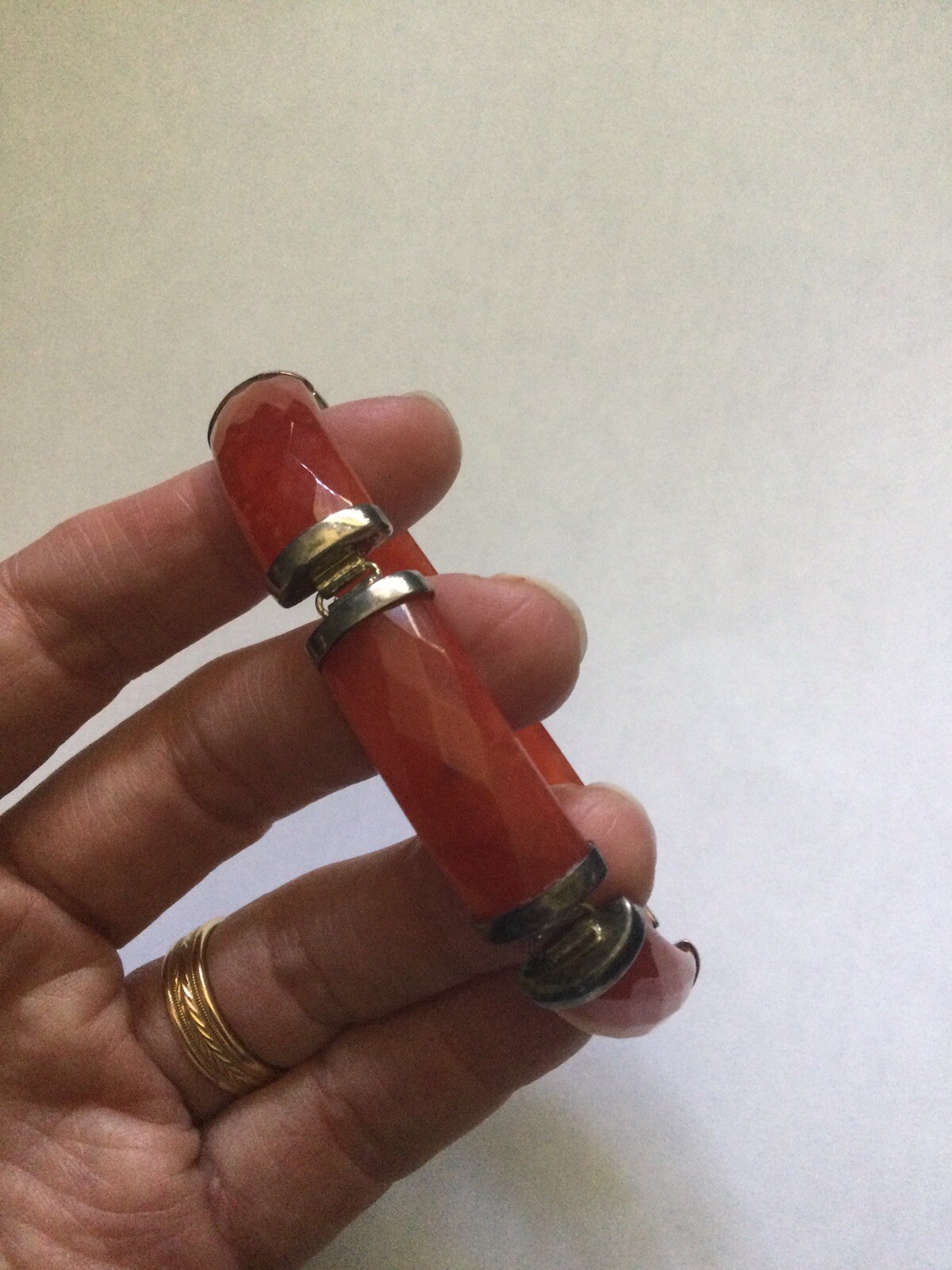 925 Sterling Silver and Reddish Orange Nephrite Jade Bracelet 8 in. | eBay