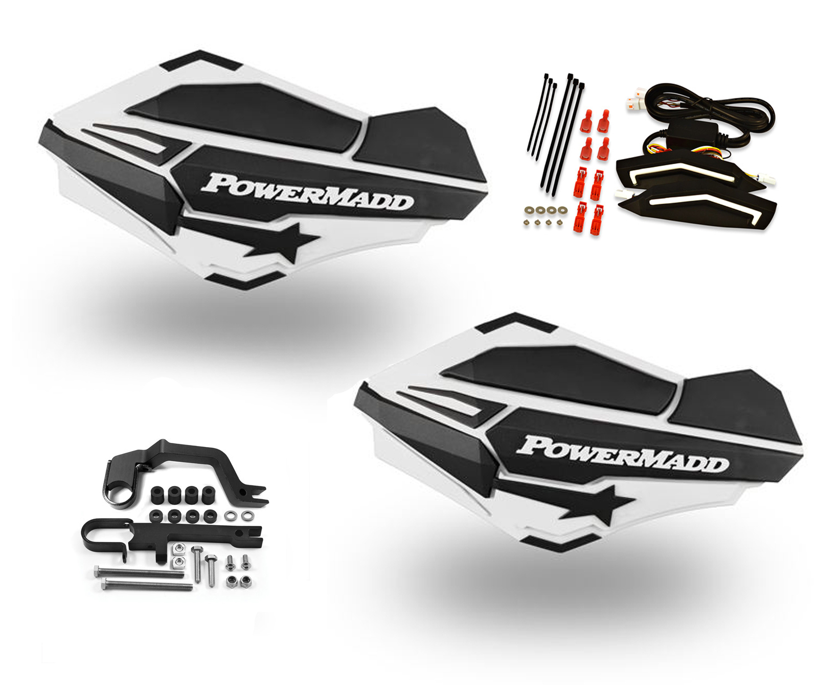 Powermadd Sentinel LED Turn Signal Handguards White Black Snow Stealth ...