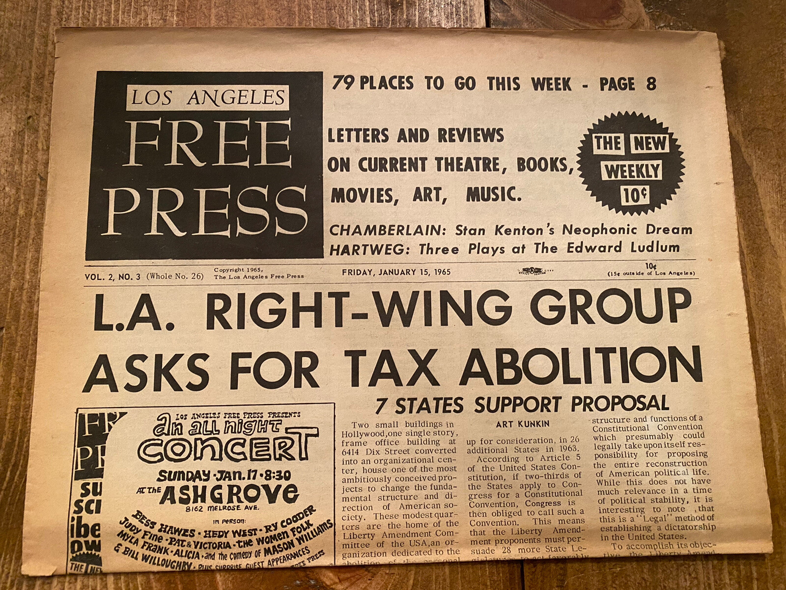 Los Angeles Free Press Vol. 2 Newspaper January 15, 1965 Hedy West ...