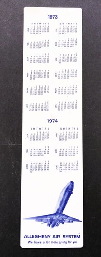 JET ALLEGHENY AIRLINES PLASTIC 1973-74 CALENDAR SCHEDULES TIMETABLES 10 ...