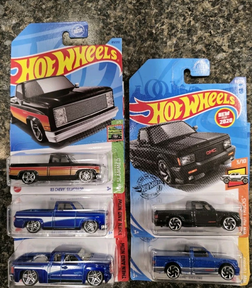 HOT WHEELS Lot Of (5) 2-83 Chevy Silverados 1-07 And 2-91 GMC Cyclones ...