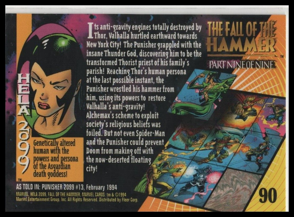 1994 Fleer Marvel Universe The Fall of the Hammer #90 - Hela 2099 FOH ...