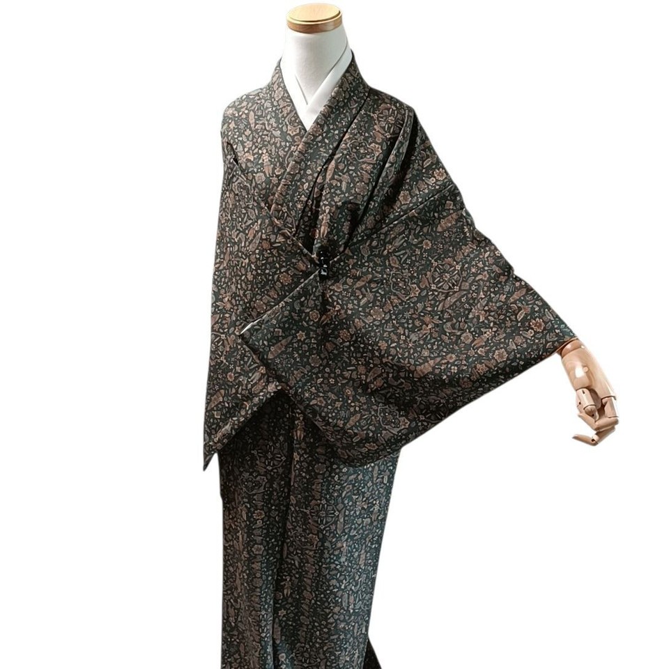 [Usagi Tei] U39 Washable Kimono Small Pattern Western Style People ...