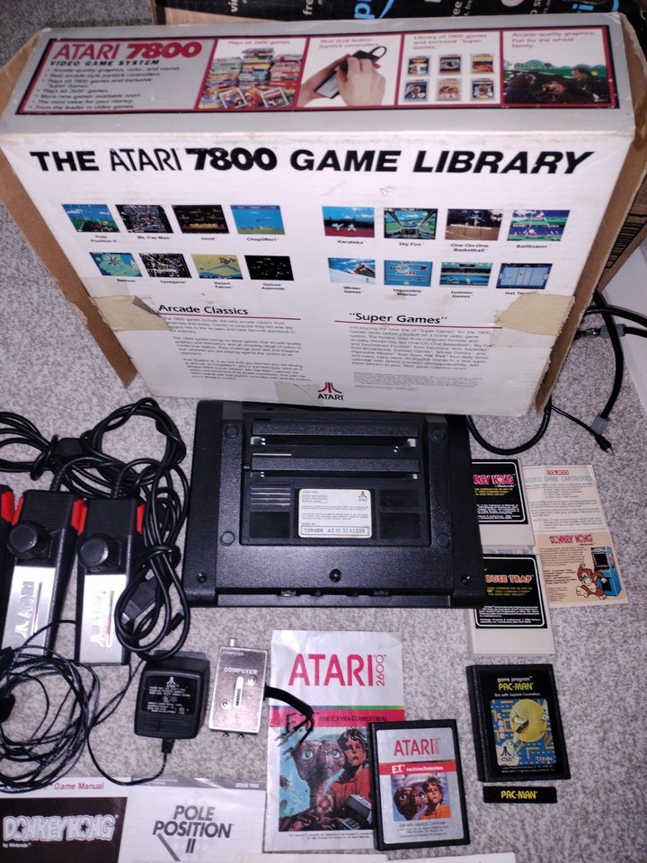 Atari 7800 Video Game Console Box, Console, Hook-ups, Manual, (Tested ...