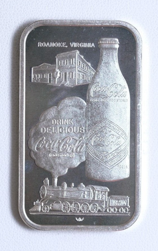 1oz .999 Fine Silver 75th Anniversary Roanoke Virginia Coca Cola Bar ...