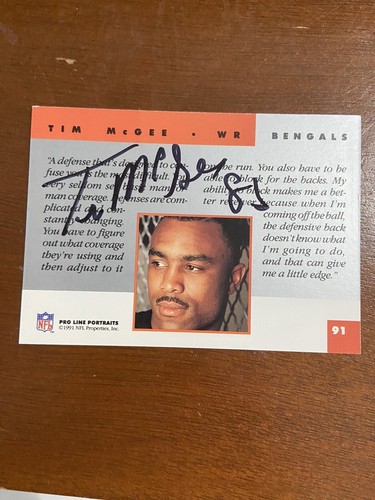 1991 Pro Line Portraits Tim McGee Autographed Cincinnati Bengals | eBay
