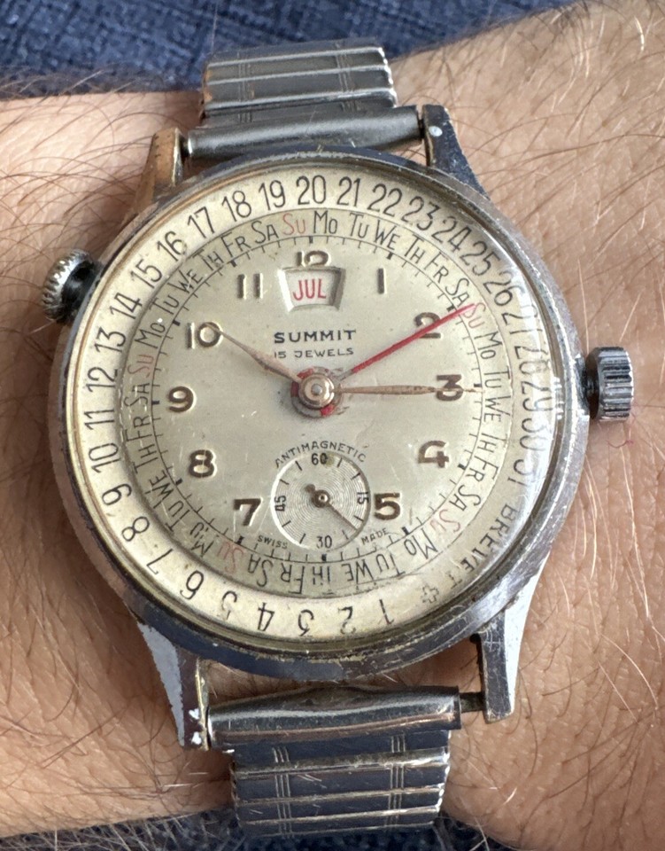 vintage summit Triple Date Full Calendar manual Wind Watch | eBay UK