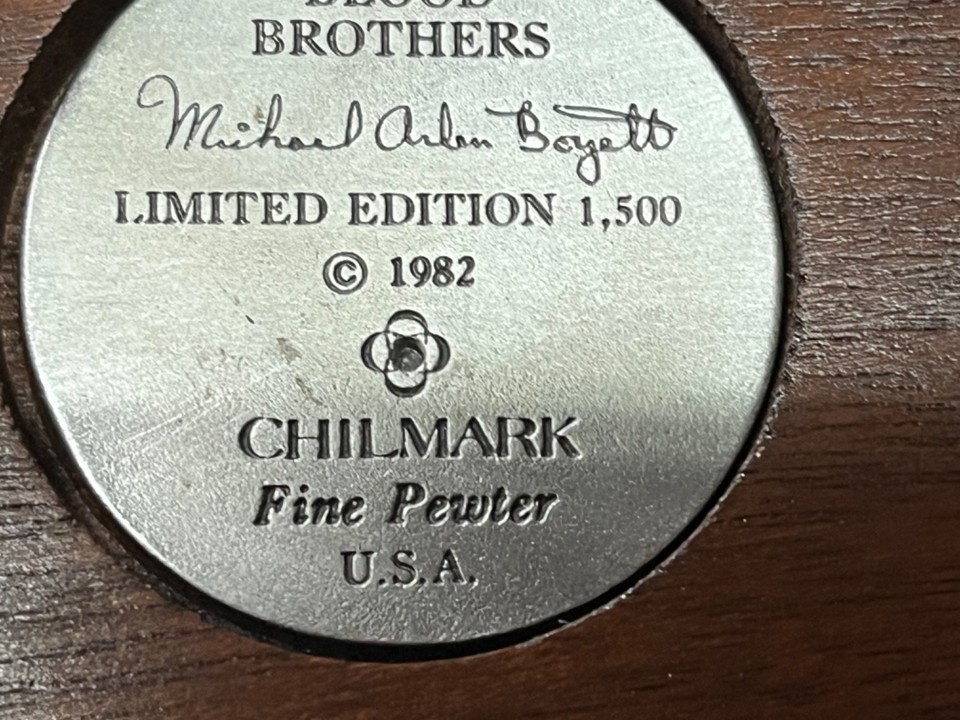 Chilmark Fine Pewter Sculpture "BLOOD BROTHER" Made in USA Artist M ...