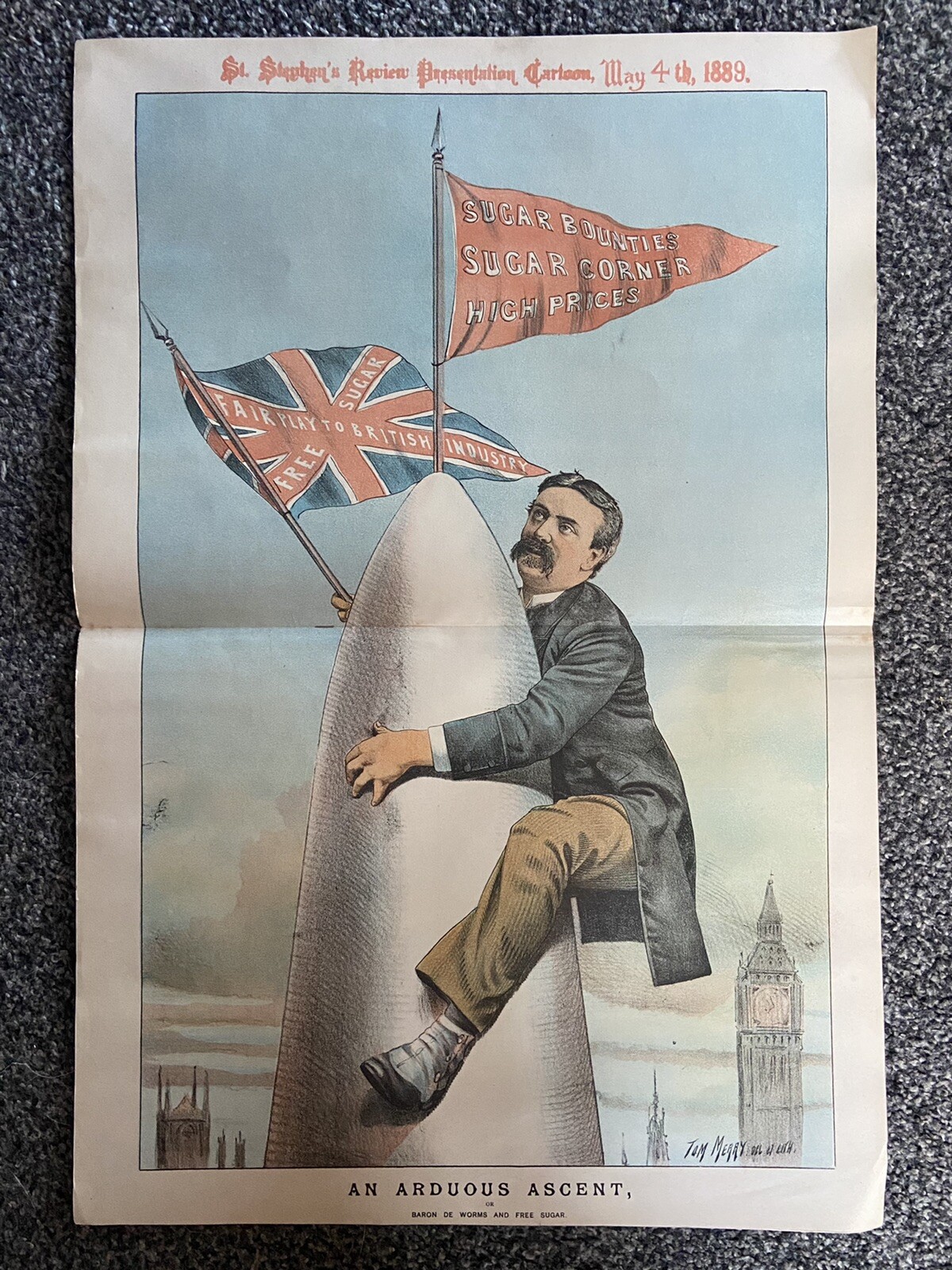 ORIGINAL VINTAGE ST STEPHENS REVIEW PRINT AN ARDUOUS ASCENT TOM MERRY ...