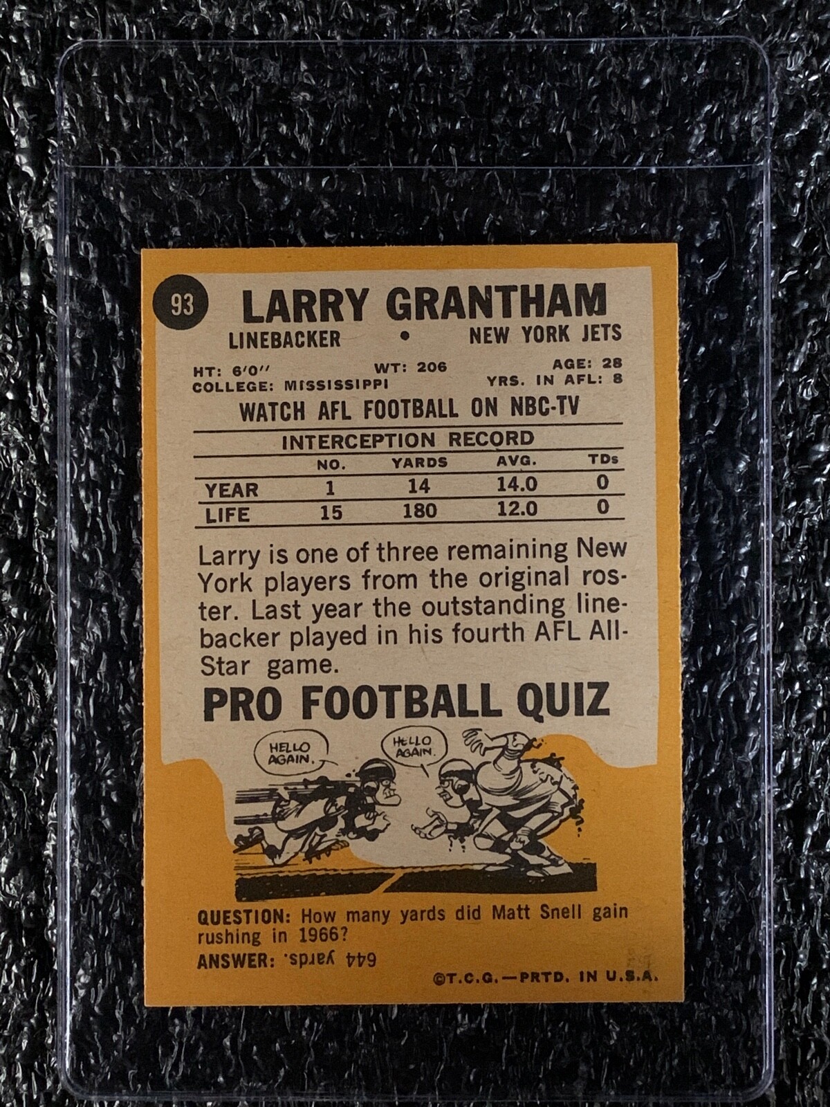 1967 Topps Football #93 Larry Grantham EX/MT | eBay