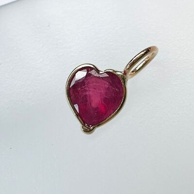 1.4CT Natural Ruby Heart 14K Yellow Gold Pendant Charm 10x6mm | eBay