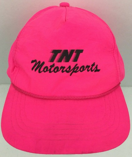 Vtg TNT Motorsports Hat Racing Logo Nylon Snapback Trucker Hot Pink ...